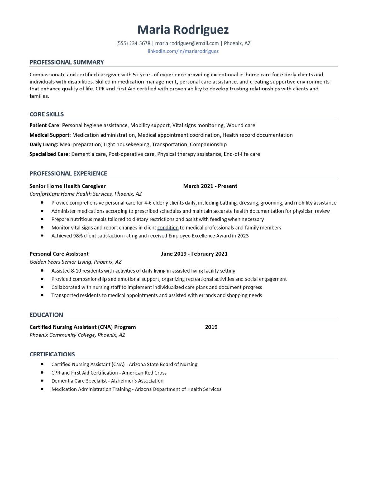 Caregiver Resume Template: Examples & Writing Guide [2025] - The ...