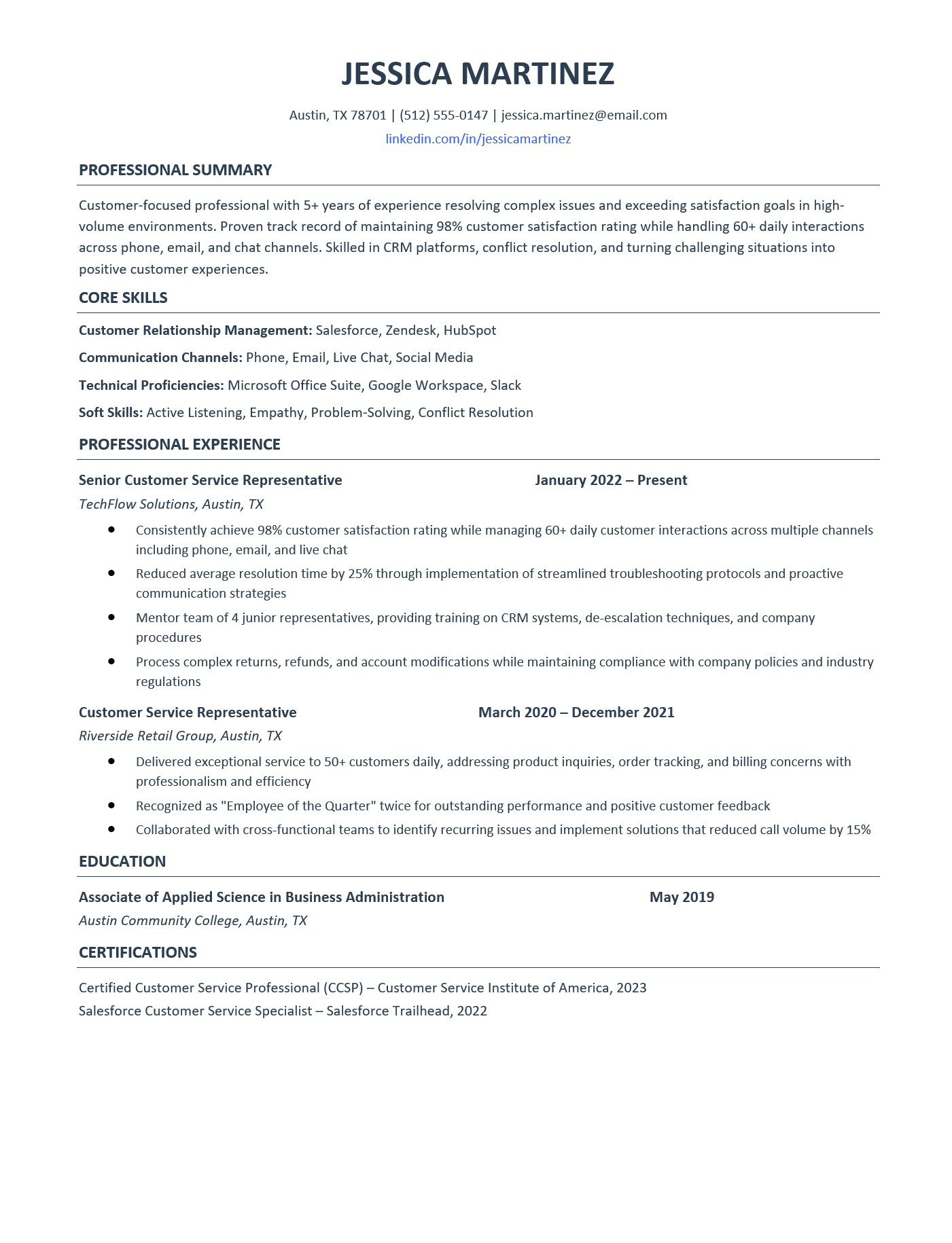 Customer Service Resume Template: Examples & Writing Guide [2025] - The ...