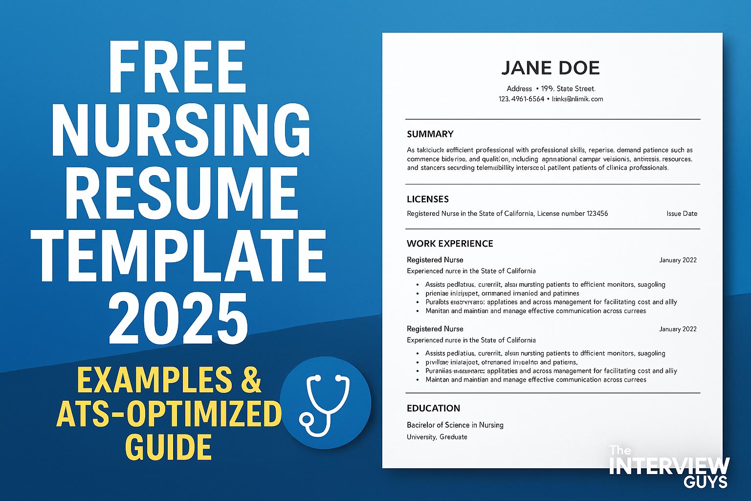 Free Nursing Resume Template 2025: Examples & ATS-Optimized Guide - The ...