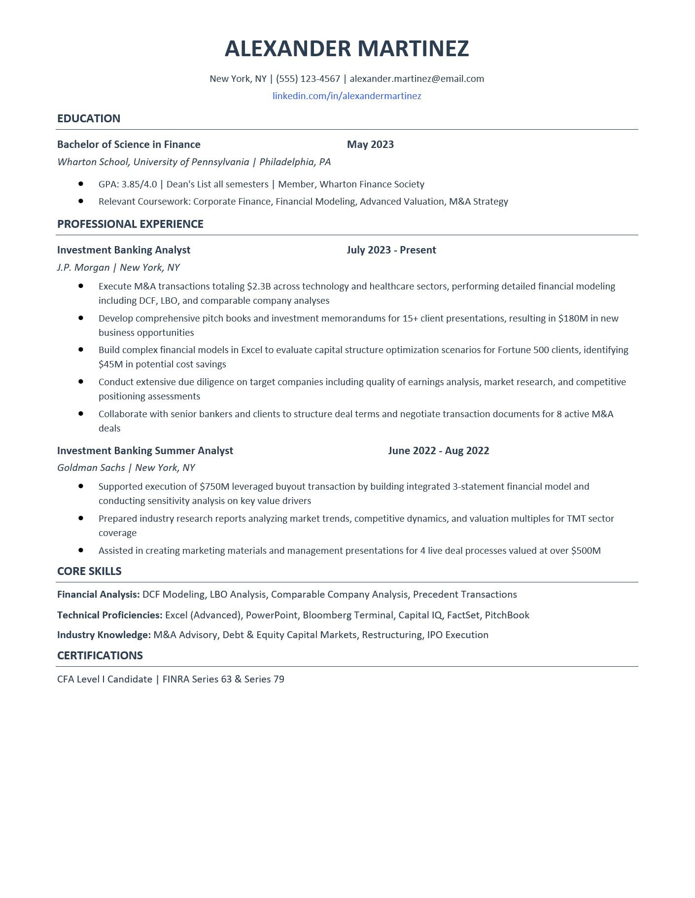 Investment Banking Resume Template: ATS Examples & Writing Guide [2025 ...