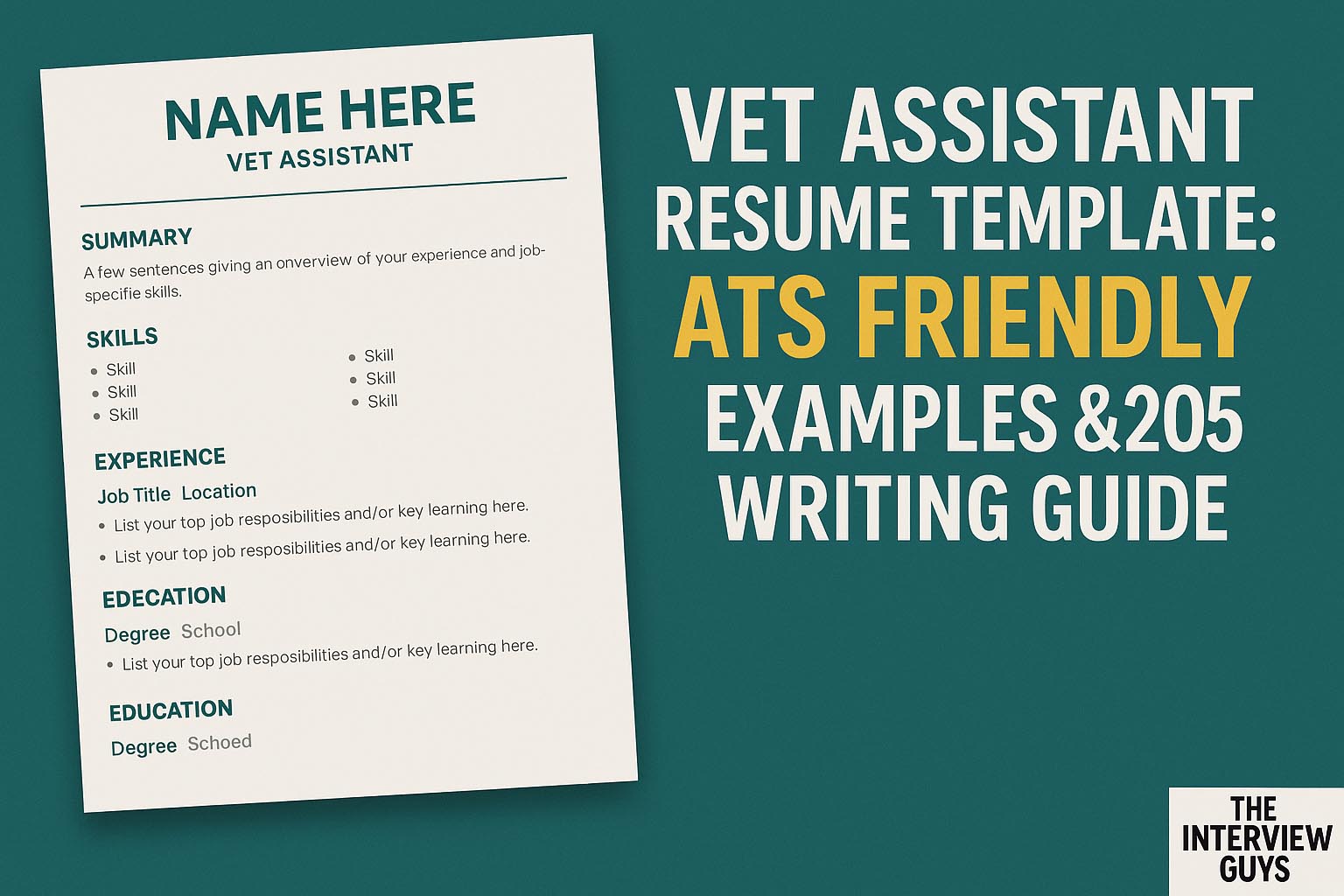 Vet Assistant Resume Template: ATS Friendly Examples & 2025 Writing ...
