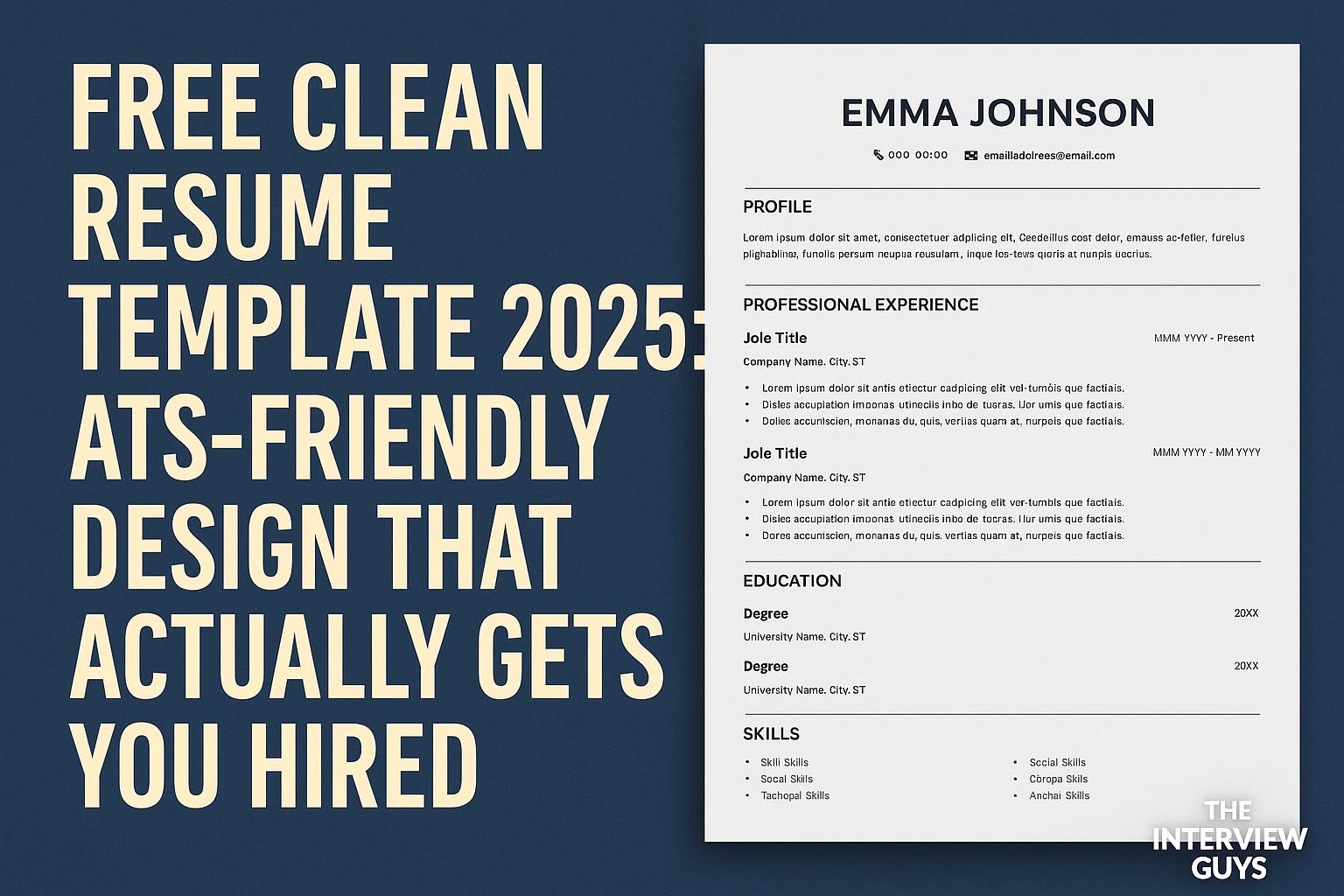 Free Clean Resume Template 2025: ATS-Friendly Design That Actually Gets ...