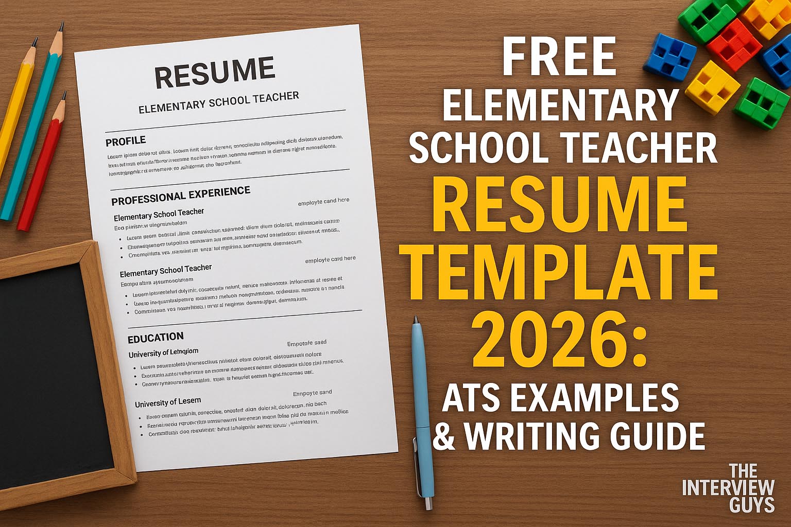 Free Elementary School Teacher Resume Template 2026: ATS Examples ...