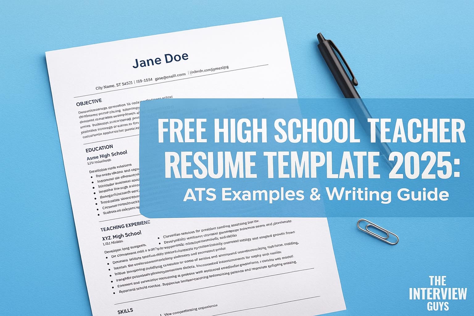 Free High School Teacher Resume Template 2025: ATS Examples & Writing ...