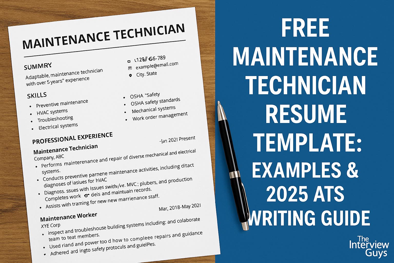 Free Maintenance Technician Resume Template: Examples & 2025 ATS ...