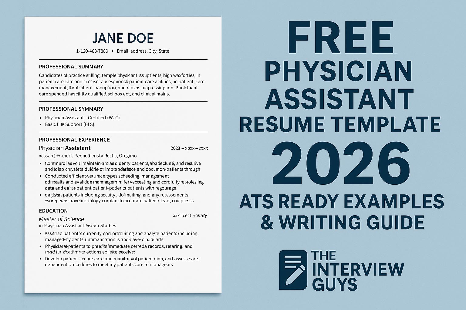Free Physician Assistant Resume Template 2026: ATS Ready Examples ...