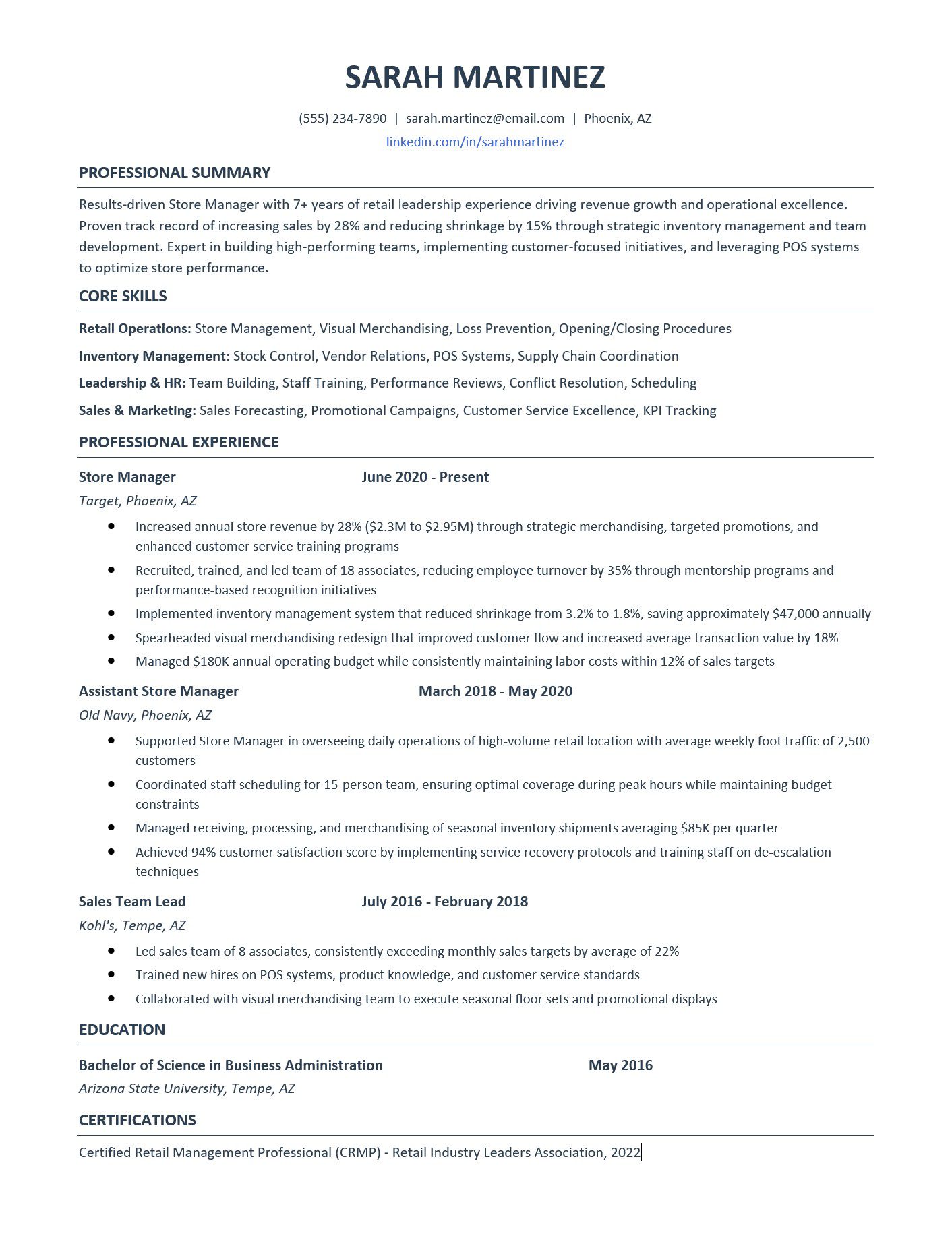 Free Store Manager Resume Template 2025: ATS Examples & Writing Guide ...